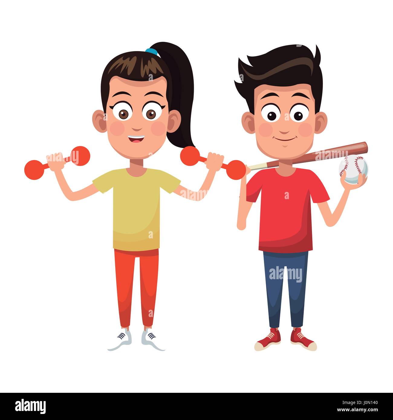 Two cute children play Stock Vector Images - Alamy