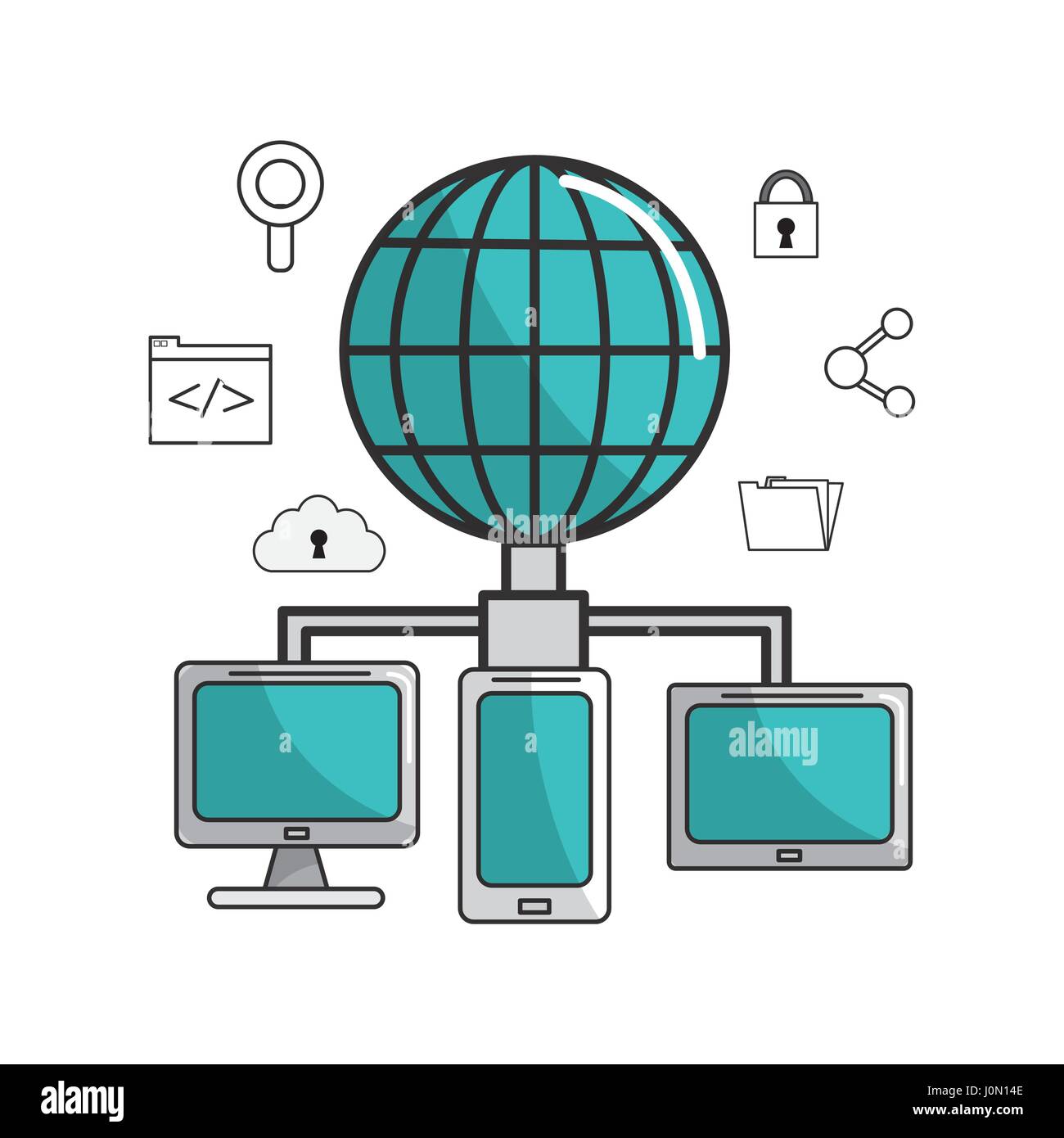 Global computer network cloud computers Stock Vector Images - Alamy