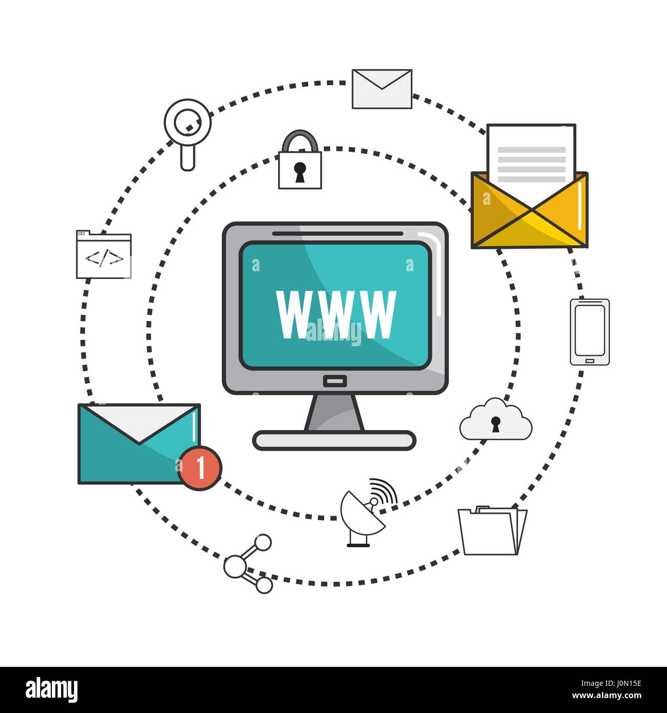 computer with internet global connection services Stock Vector Image ...