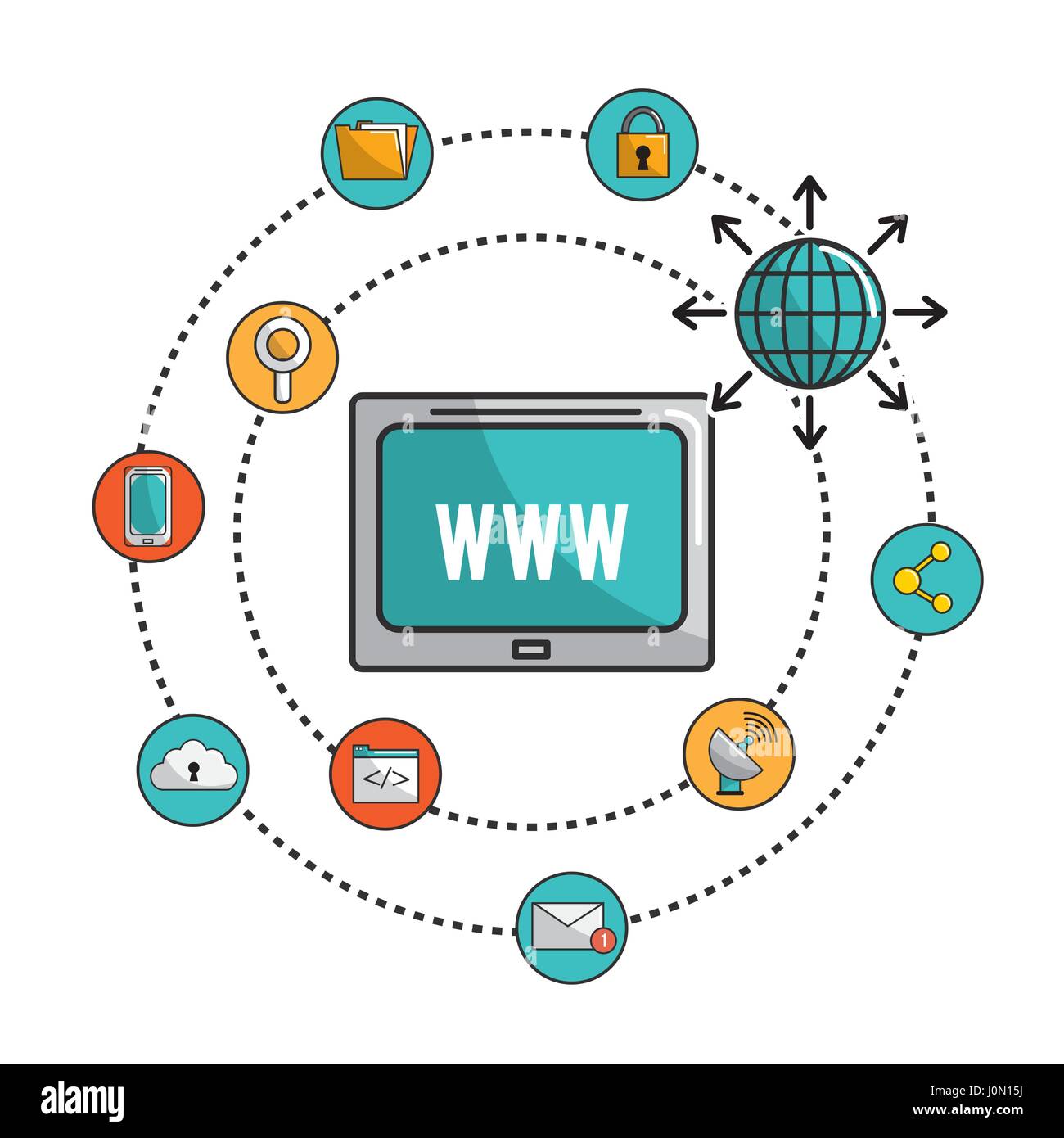 television with internet global connection services Stock Vector Image ...