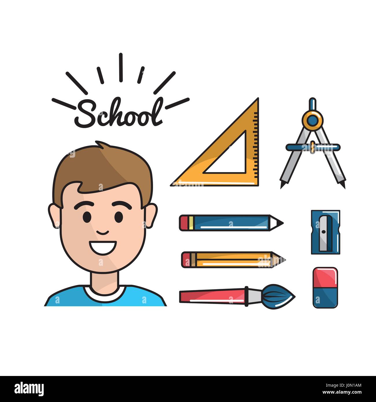 student with school tools to learnd Stock Vector Image & Art - Alamy