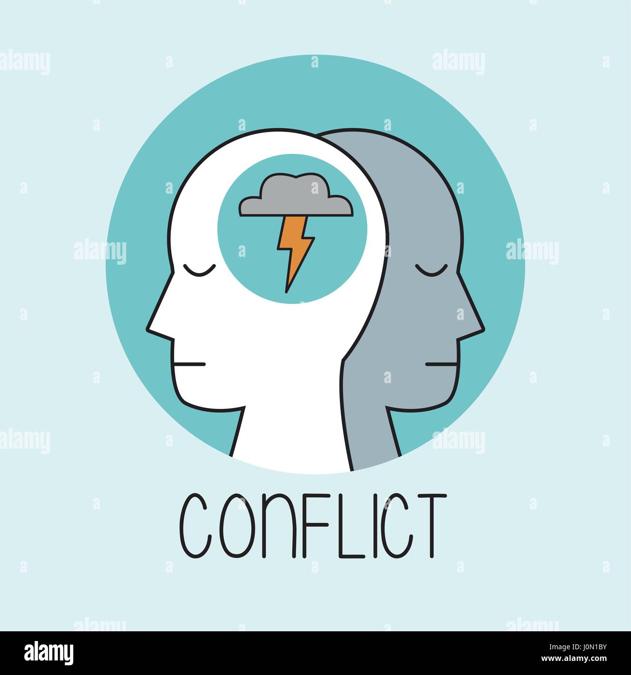 profile human head conflict Stock Vector Image & Art - Alamy