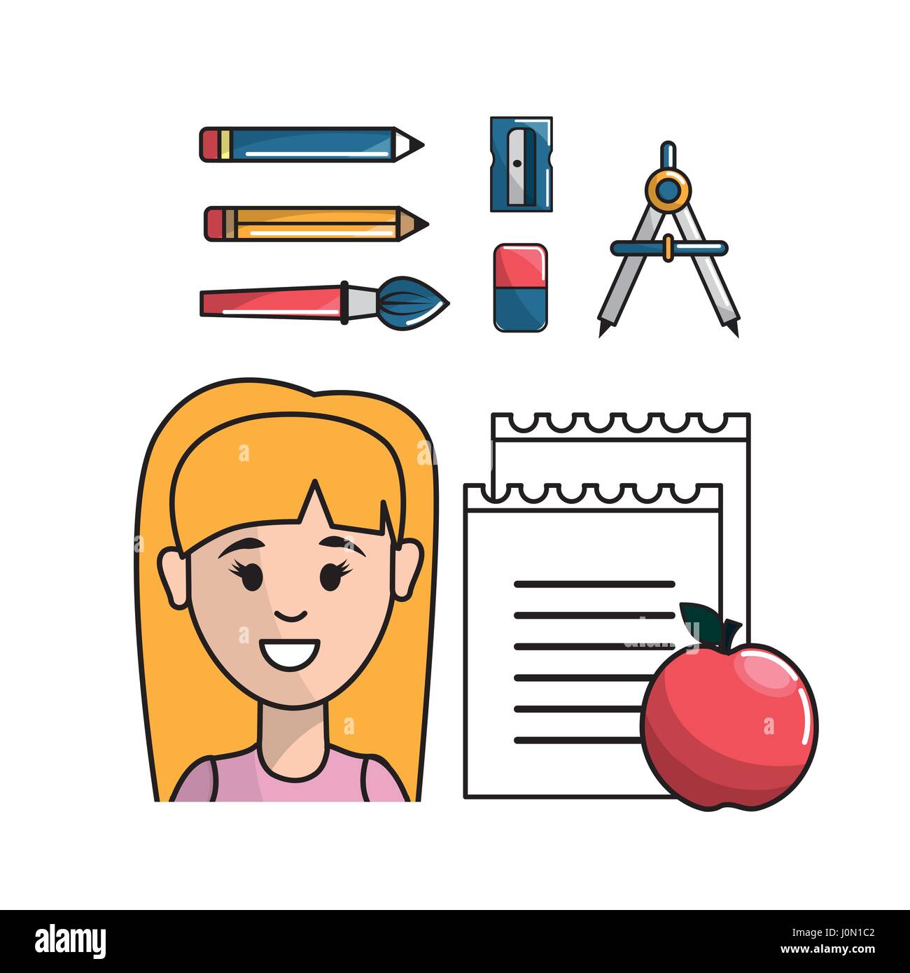 student with school tools to learnd Stock Vector Image & Art - Alamy