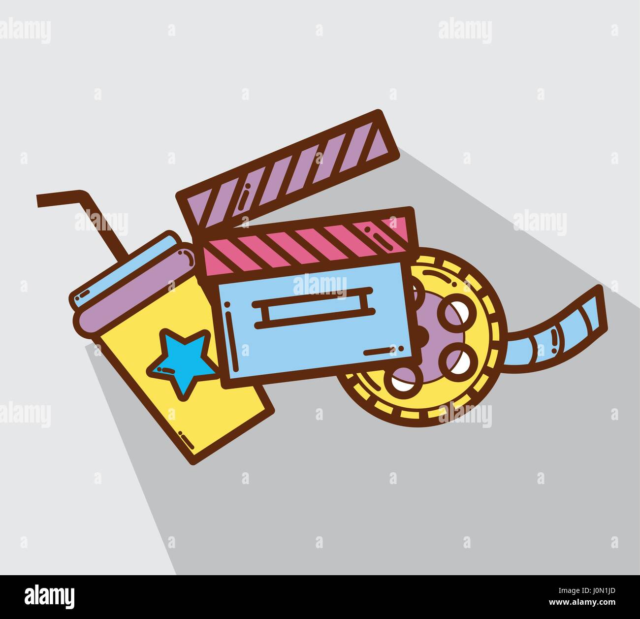 clapper board with soda and filmstrip Stock Vector Image & Art - Alamy