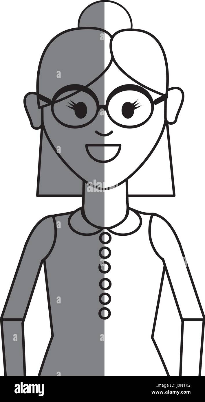 line old woman with hairstyle and casual cloth Stock Vector Image & Art ...
