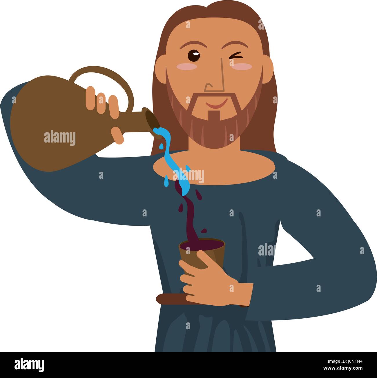 jesus christ holding clay pitcher water wine Stock Vector Image & Art ...