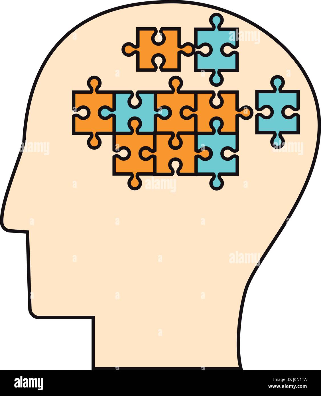 profile head puzzle pieces Stock Vector Image & Art - Alamy