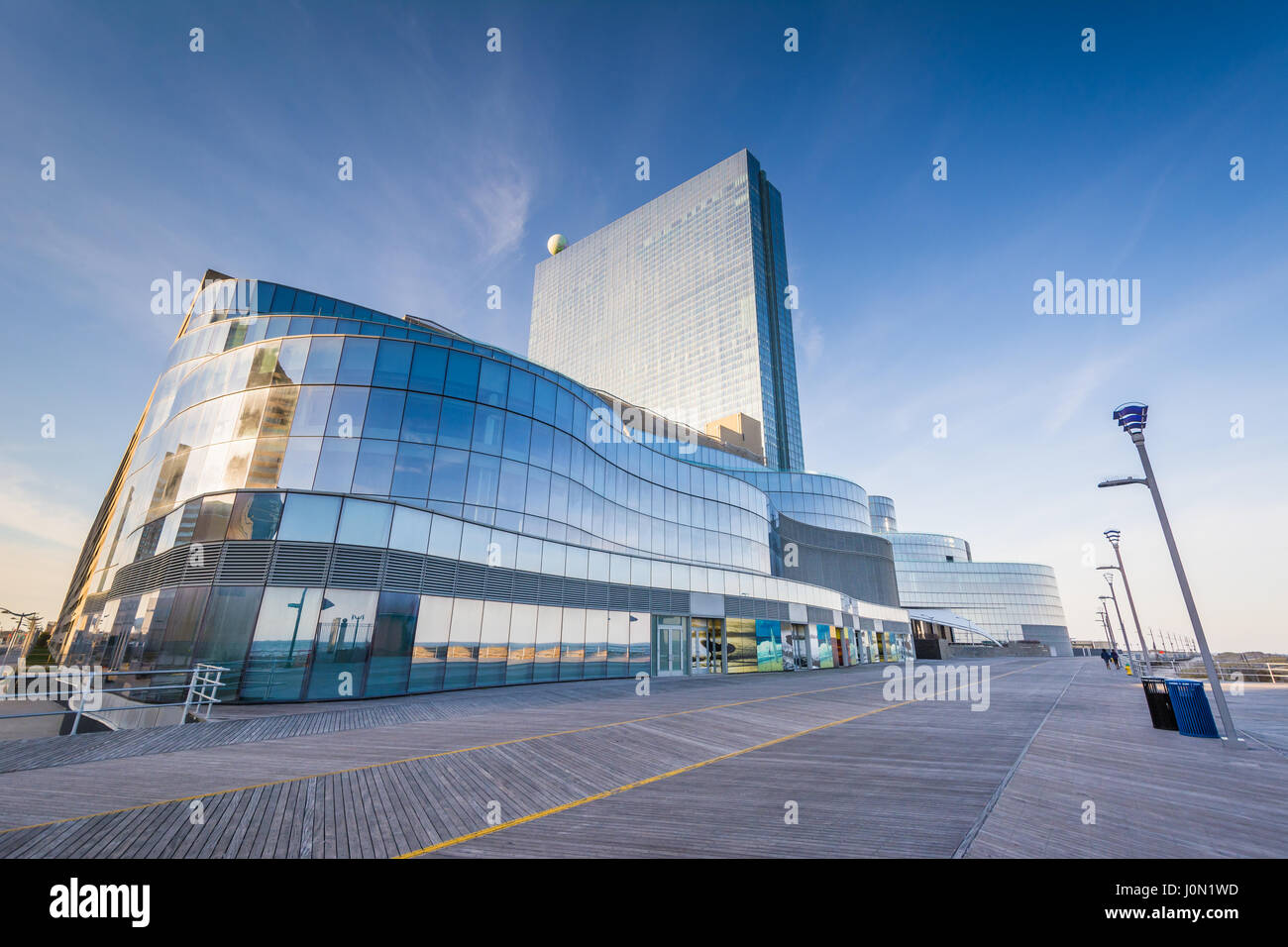 Modern architecture and the Boardwalk in Atlantic City, New Jersey ...