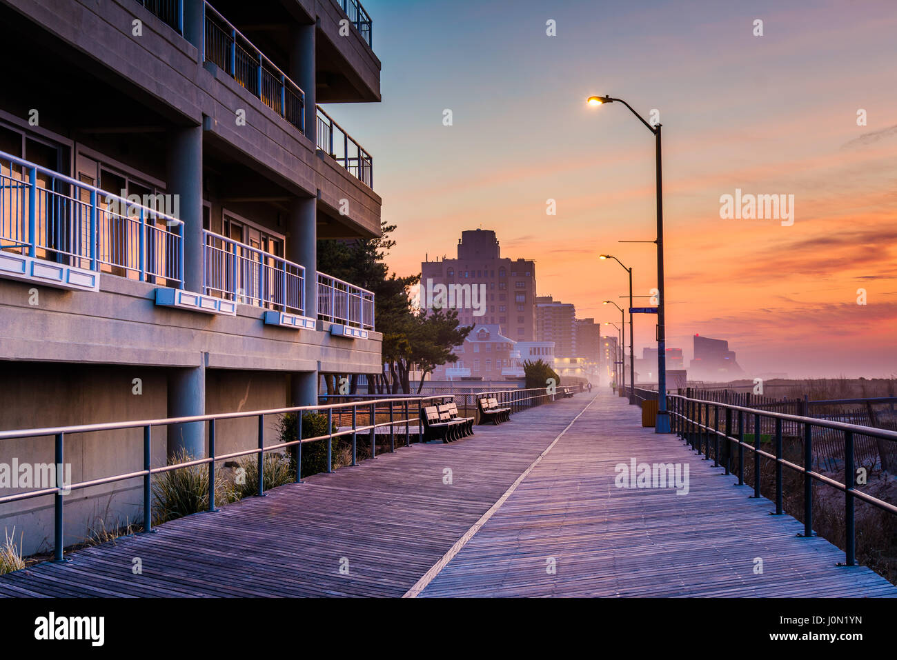 The boardwalk in sunrise in Ventnor City, New Jersey Stock Photo - Alamy