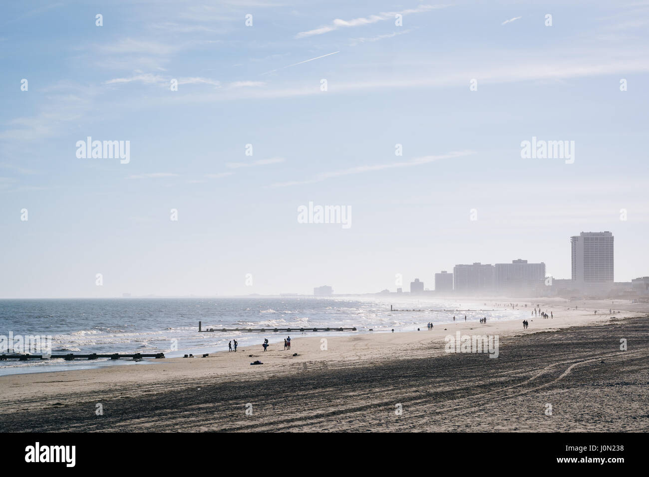 View of the beach and Atlantic Ocean in Atlantic City, New Jersey Stock ...