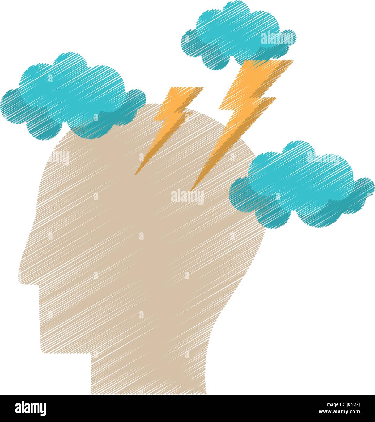drawing profile head brainstorm intelligence Stock Vector Image & Art ...
