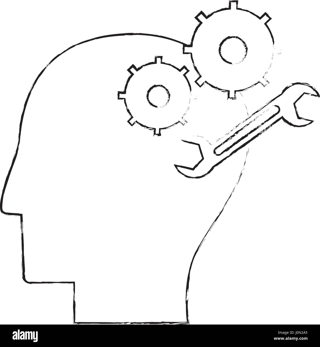 head human gear tool work sketch Stock Vector Image & Art - Alamy