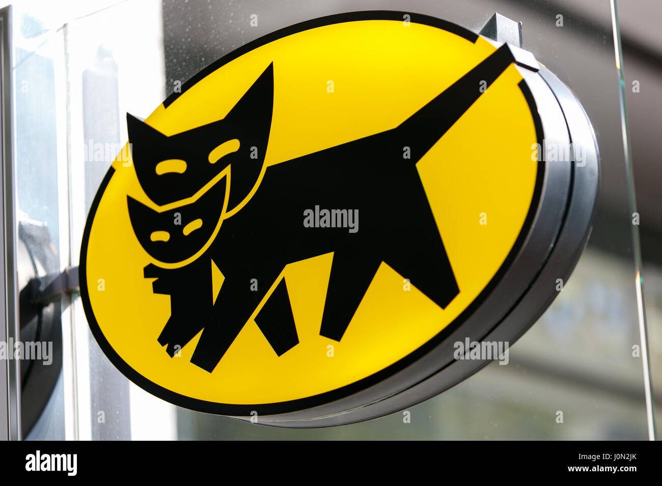 Tokyo, Japan. 14th April, 2017. The logo of Yamato Holdings on display ...