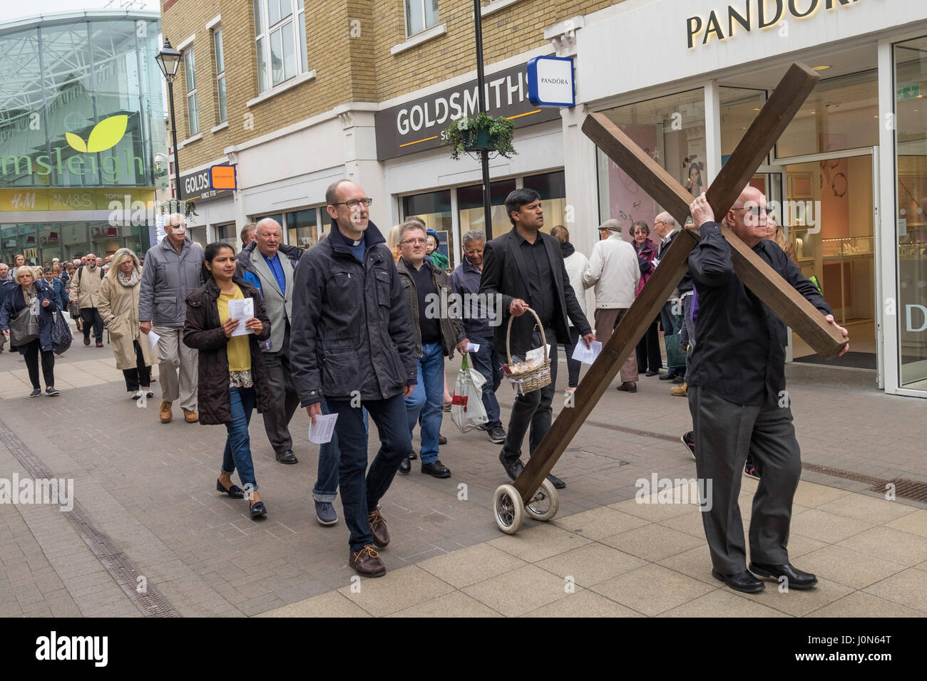 London, UK. Staines Council of Churches held a Good Friday procession ...