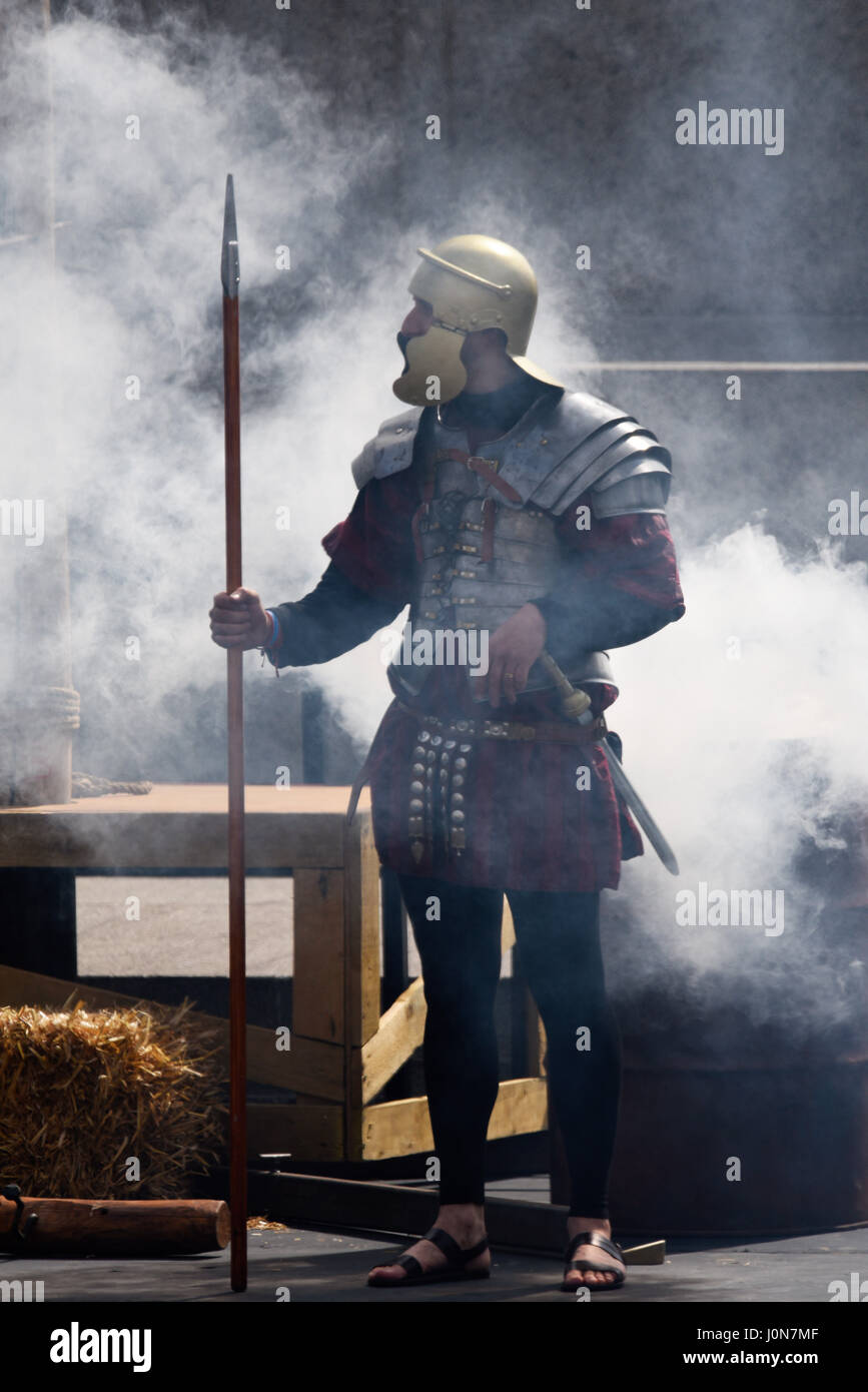 Roman legionary. Easter Good Friday the cast of Wintershall portrayed ...