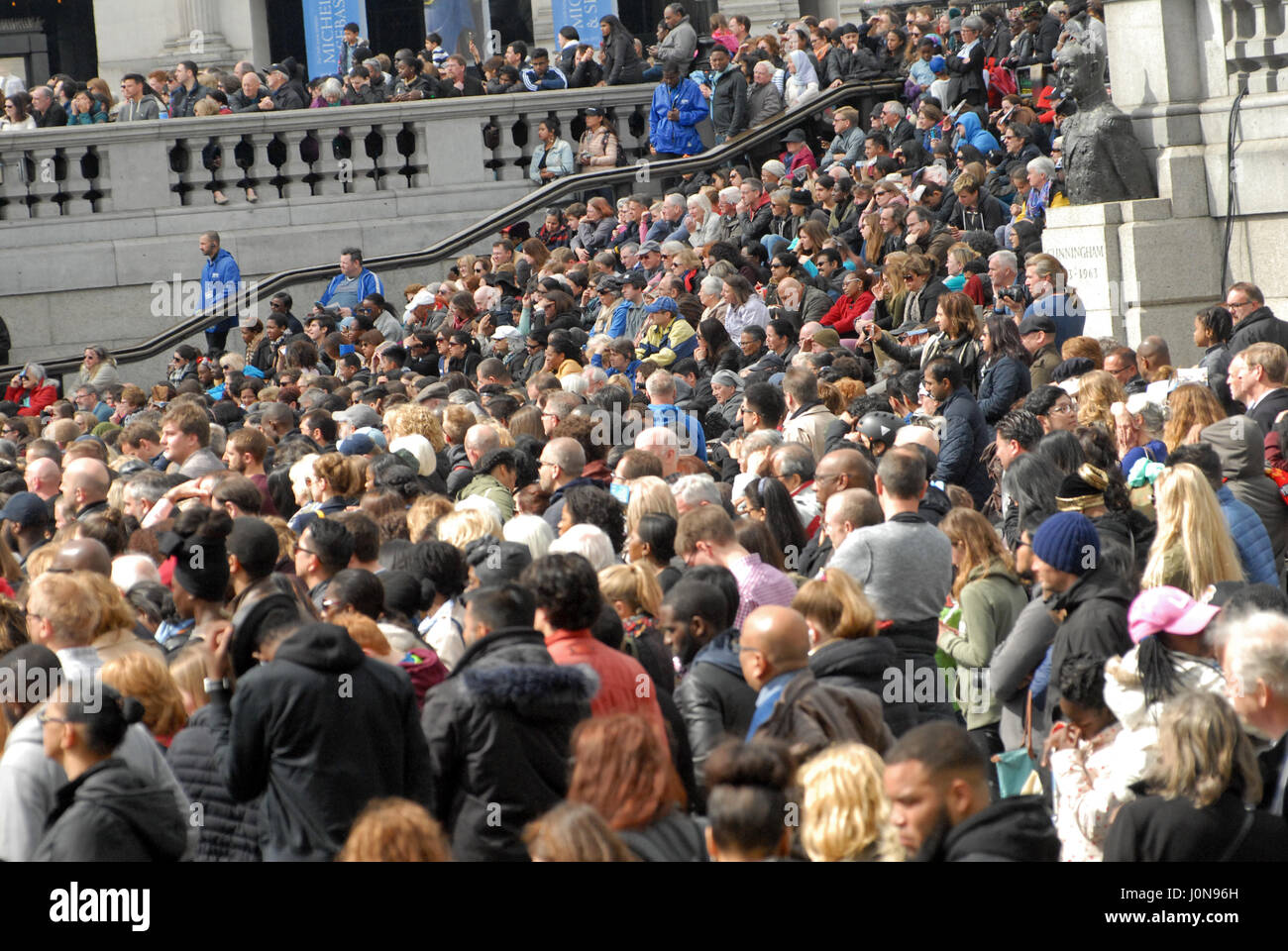 London, UK, 14 April 2017. Large crowds watch "The Passion of Jesus" in ...