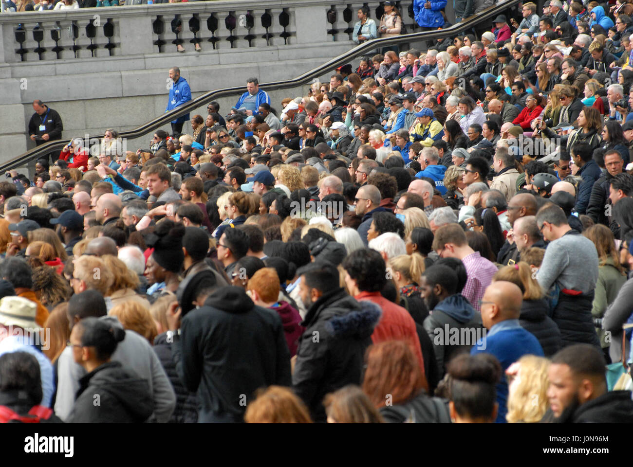 London, UK, 14 April 2017. Large crowds watch "The Passion of Jesus" in ...