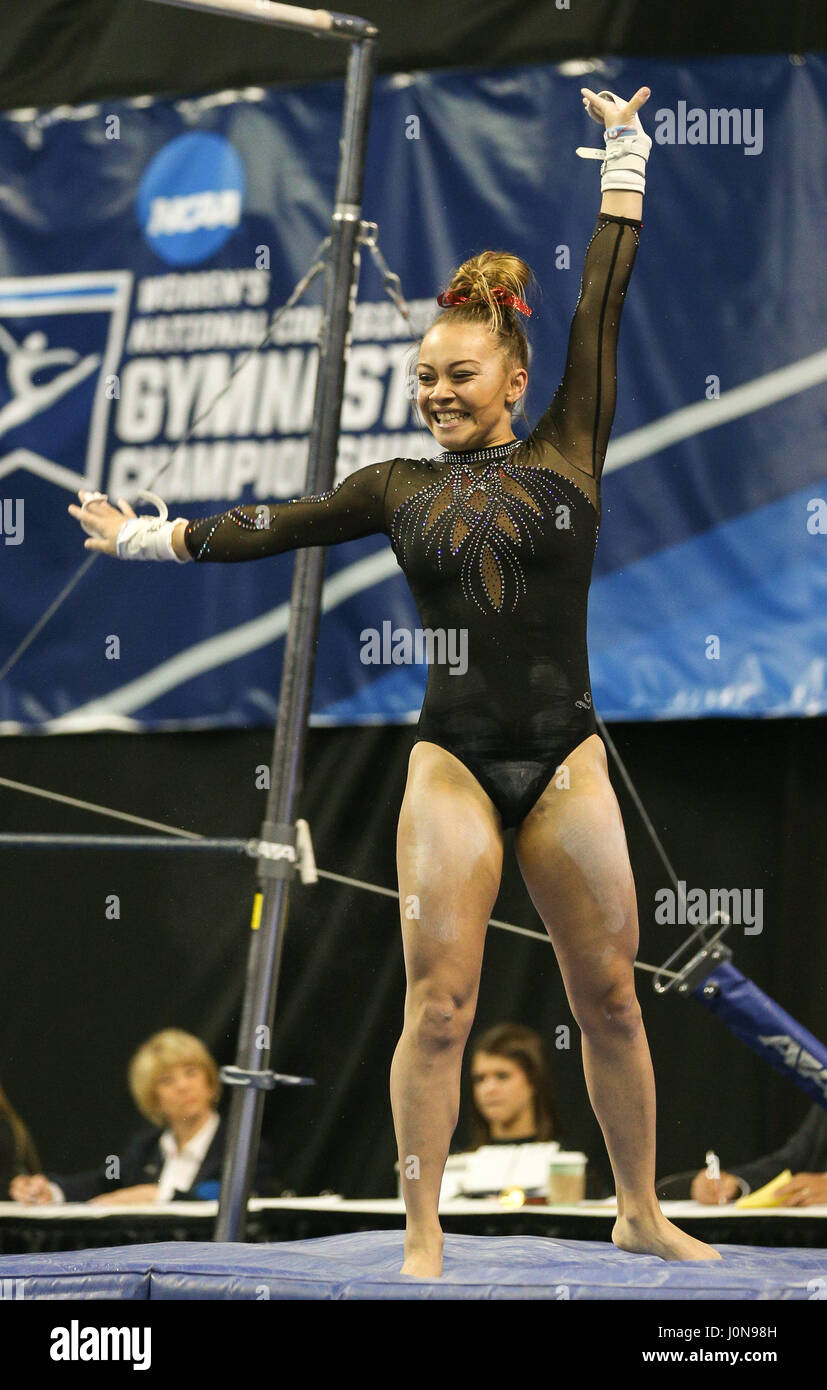St. 14th Apr, 2017. Ohio State's Alexis Mattern salutes the judges ...