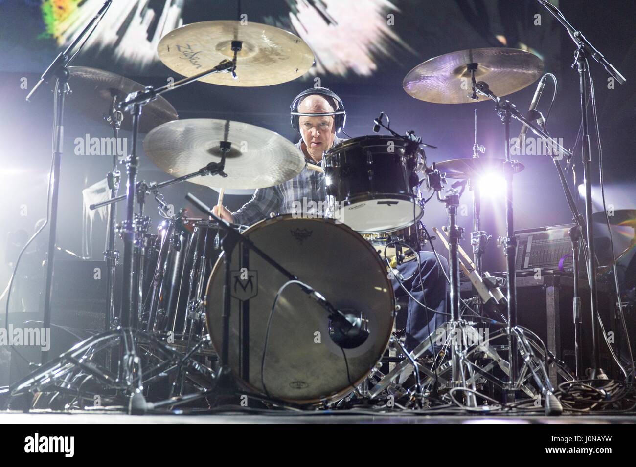 Atlanta, Georgia, USA. 14th Apr, 2017. Drummer JACK IRONS at Philips ...