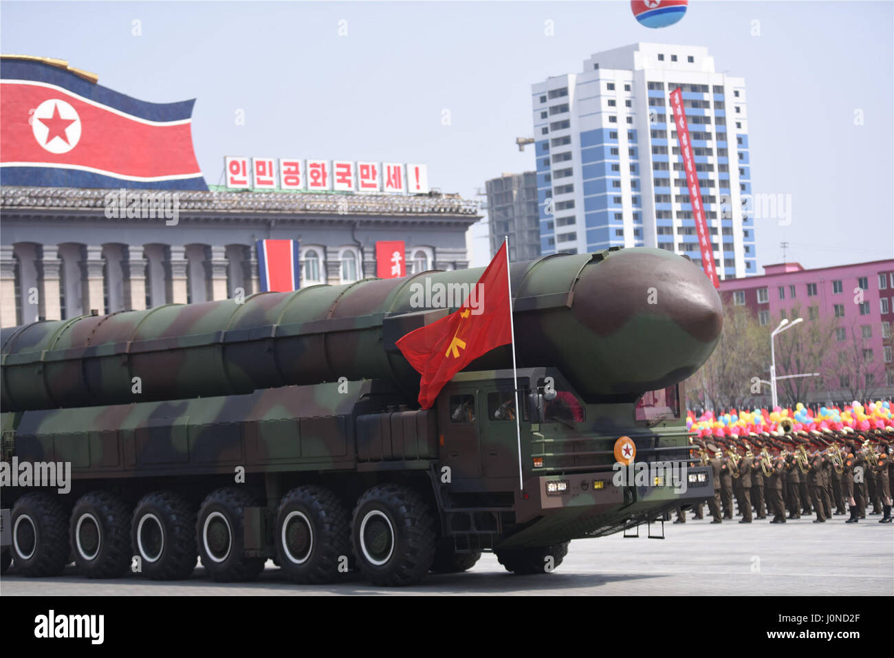 Pyongyang. 15th Apr, 2017. Missile force of Korean People's Army attend ...