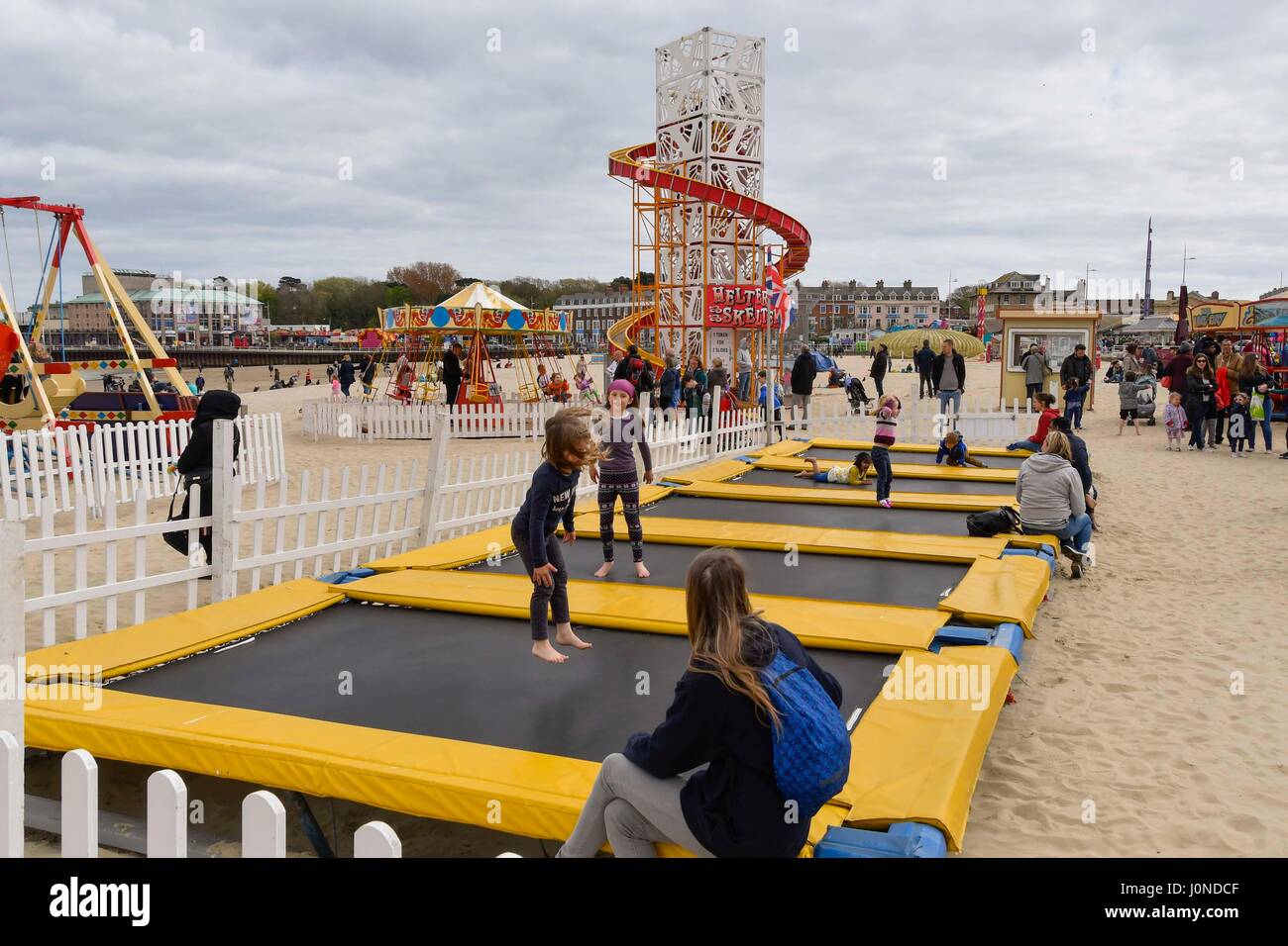 Trampolines weymouth beach england hi-res stock photography and images ...