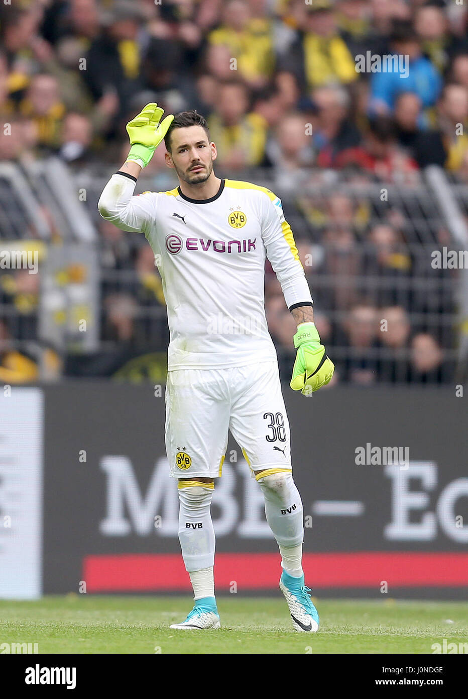 Dortmund, Germany. 15th Apr, 2017. Dortmund's goalkeeper Roman Buerki ...