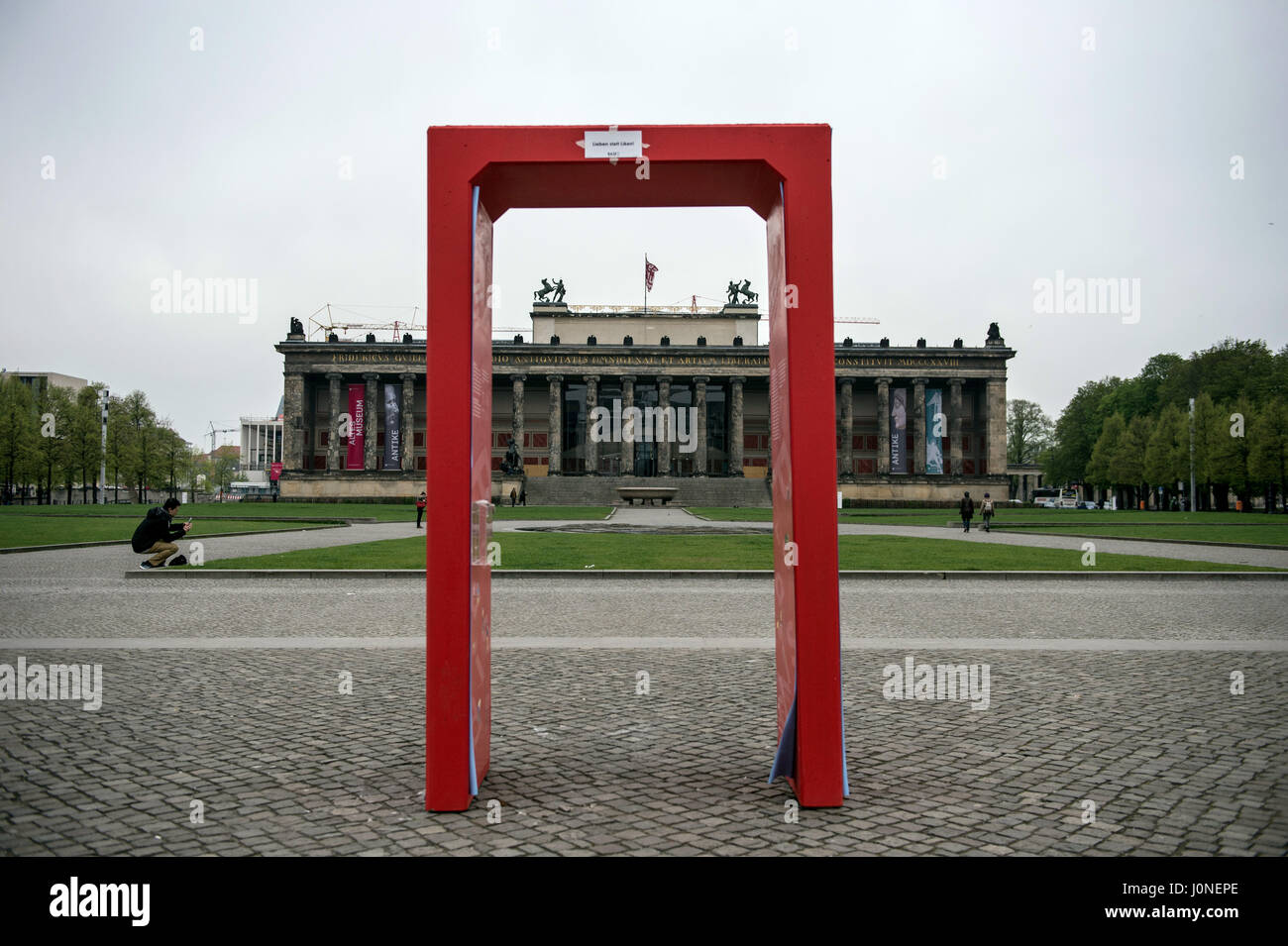 Berlin, Germany. 15th Apr, 2017. A red gate can be seen at the ...