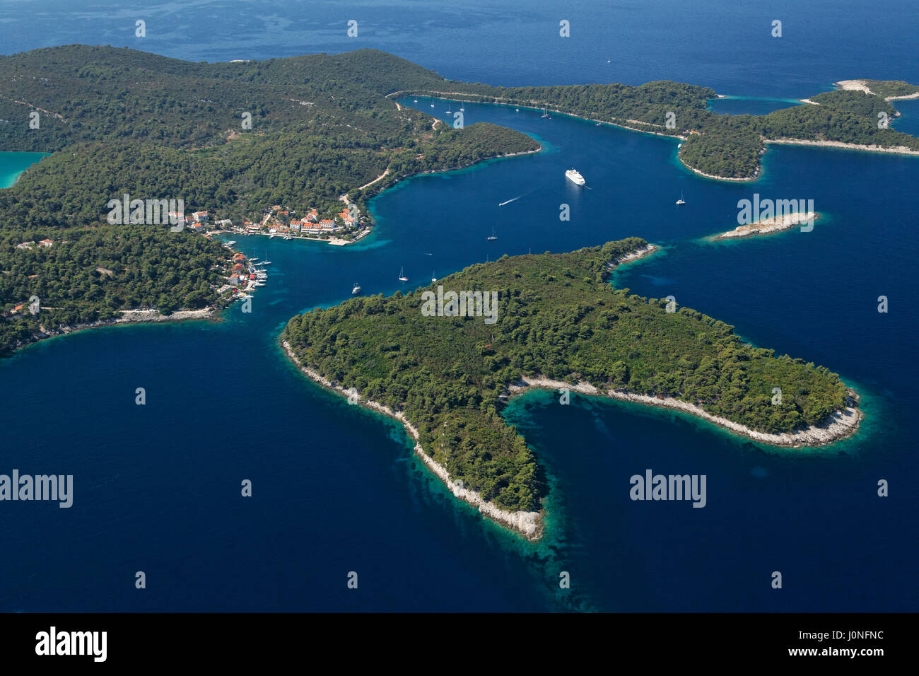 Aerial view of Pomena village on Mljet Island, Croatia Stock Photo - Alamy