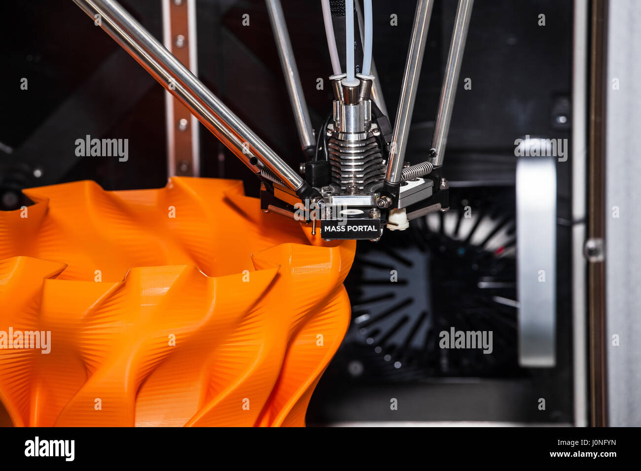 Moscow, Russia - November, 2016: 3d printer printing. Close up process ...