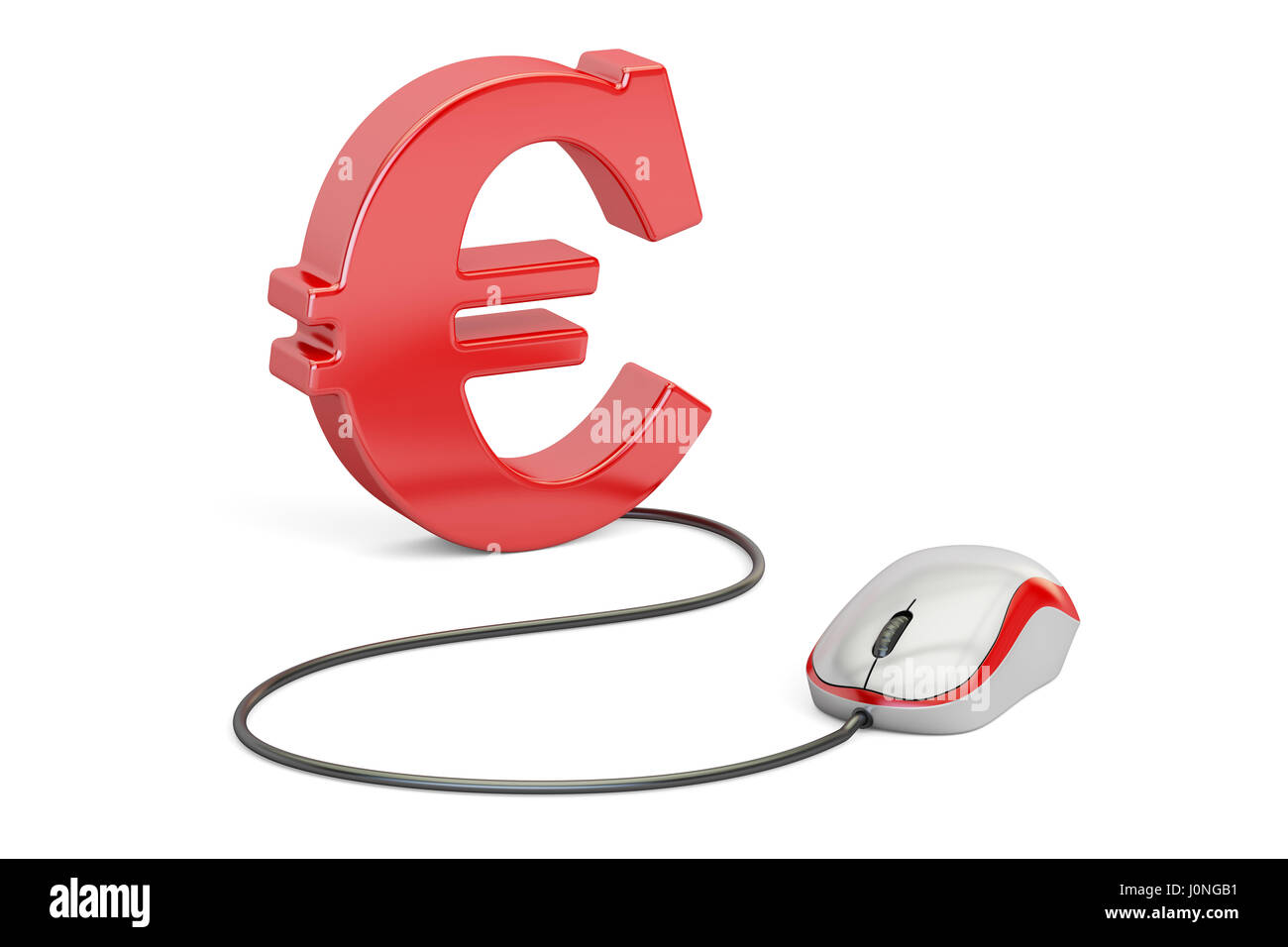Euro symbol with computer mouse. Make money online concept, 3D ...