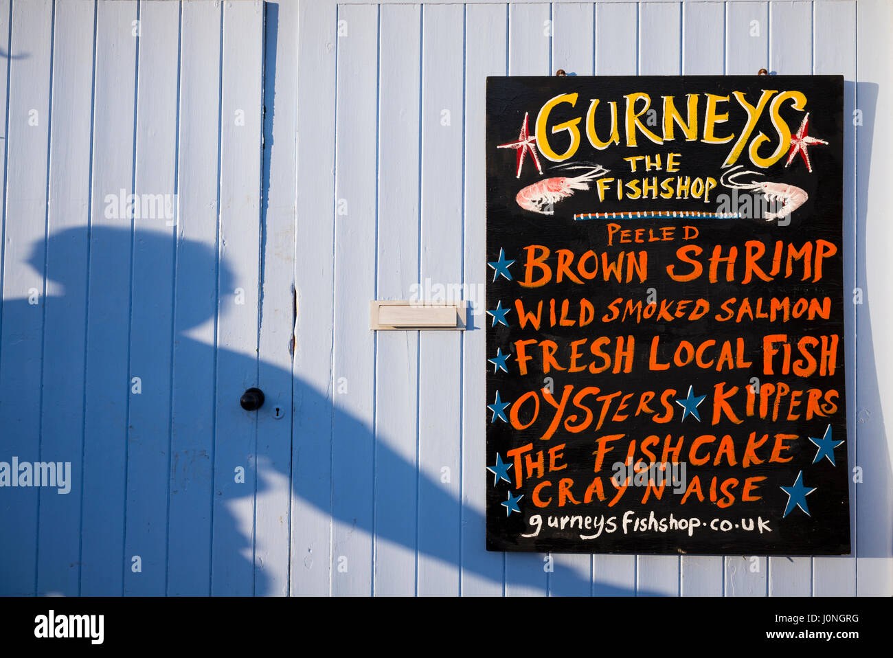 Shop sign for Gurneys Fish Shop - fresh shrimp, salmon, oysters ...