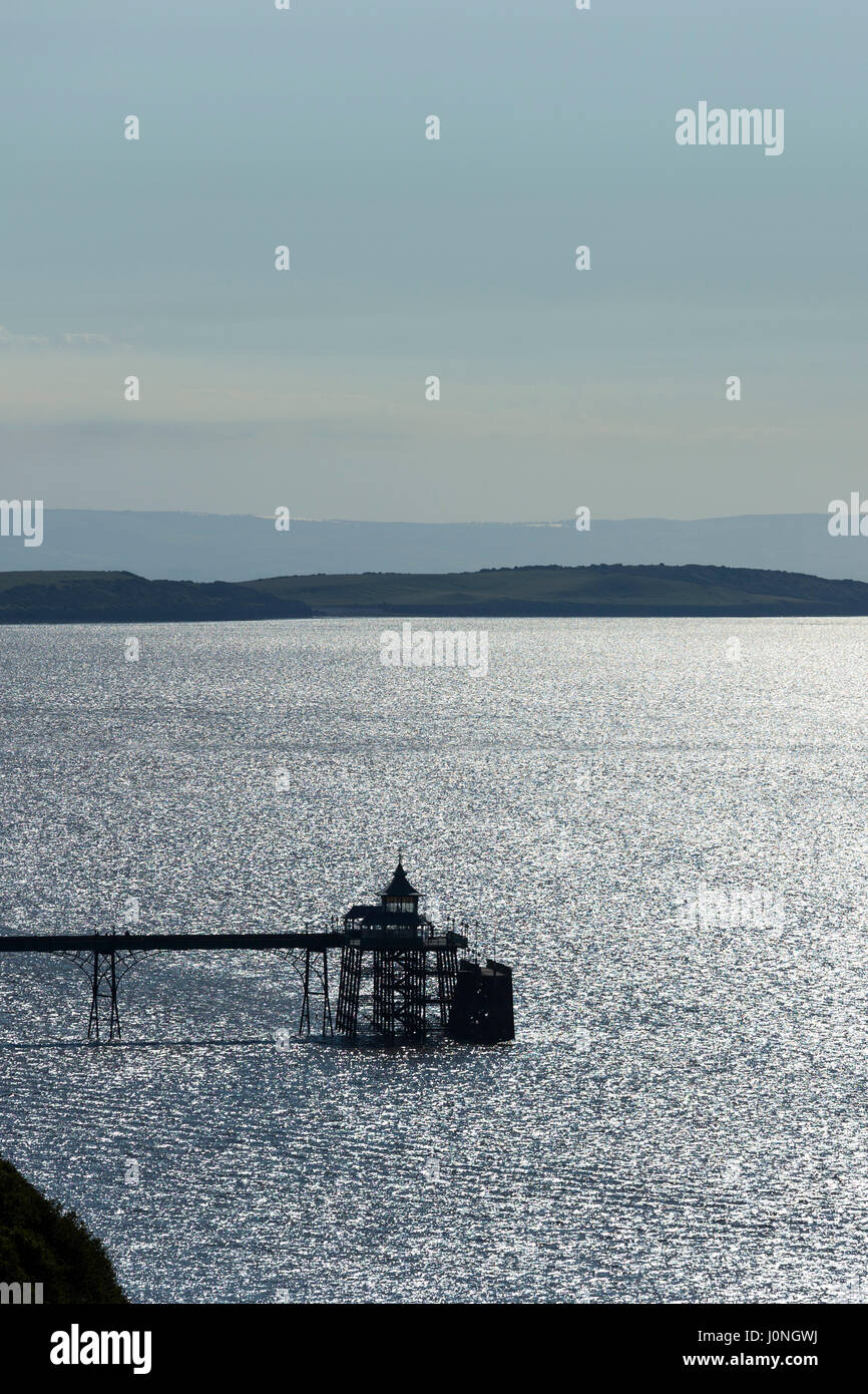 The ancient Victorian pier on stilts on east shore of the Severn ...