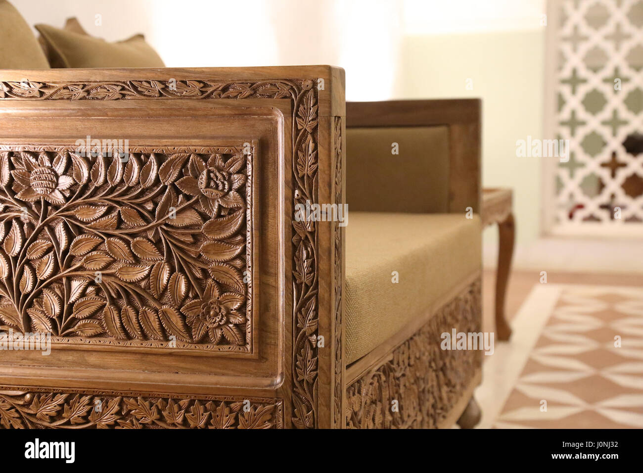 Crafted wooden design - interior Stock Photo - Alamy