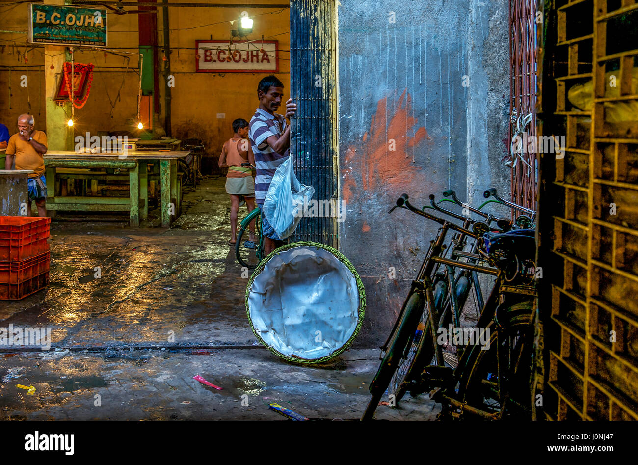 The fish and poultry sections of Hogg Market in Calcutta Stock Photo ...