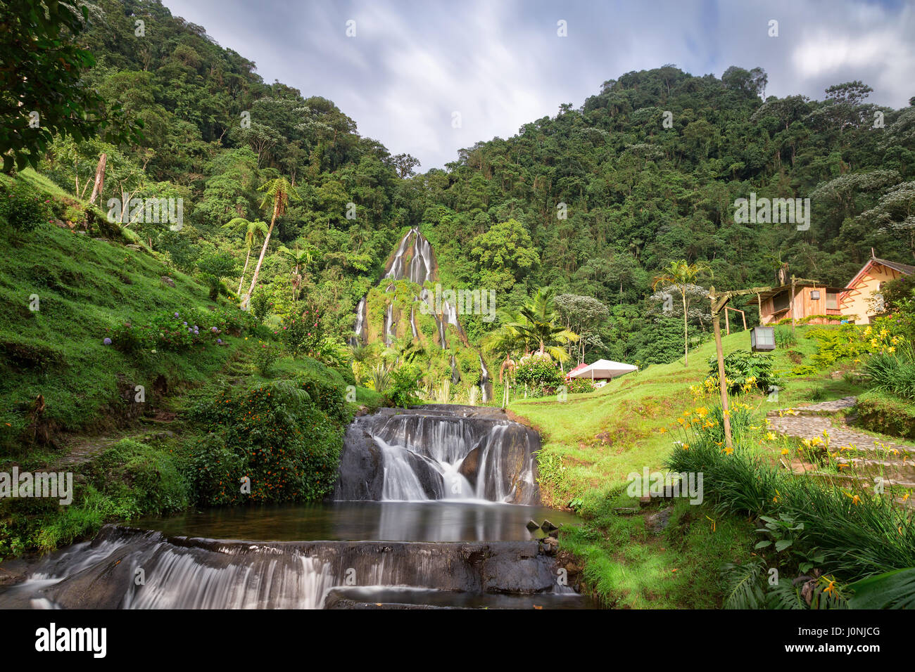 Waterfall near the Santa Rosa Thermal Spa near Santa Rosa de Cabal in ...