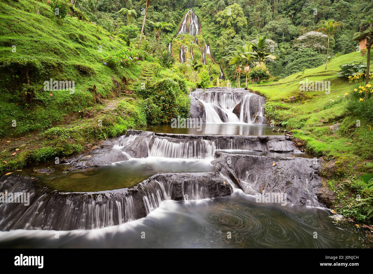 Long exposure view of the waterfall near the Santa Rosa Thermal Spa in ...