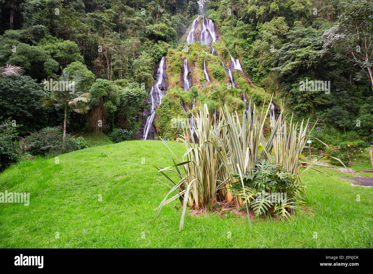The waterfall near the Santa Rosa Thermal Spa in Santa Rosa de Cabal in ...