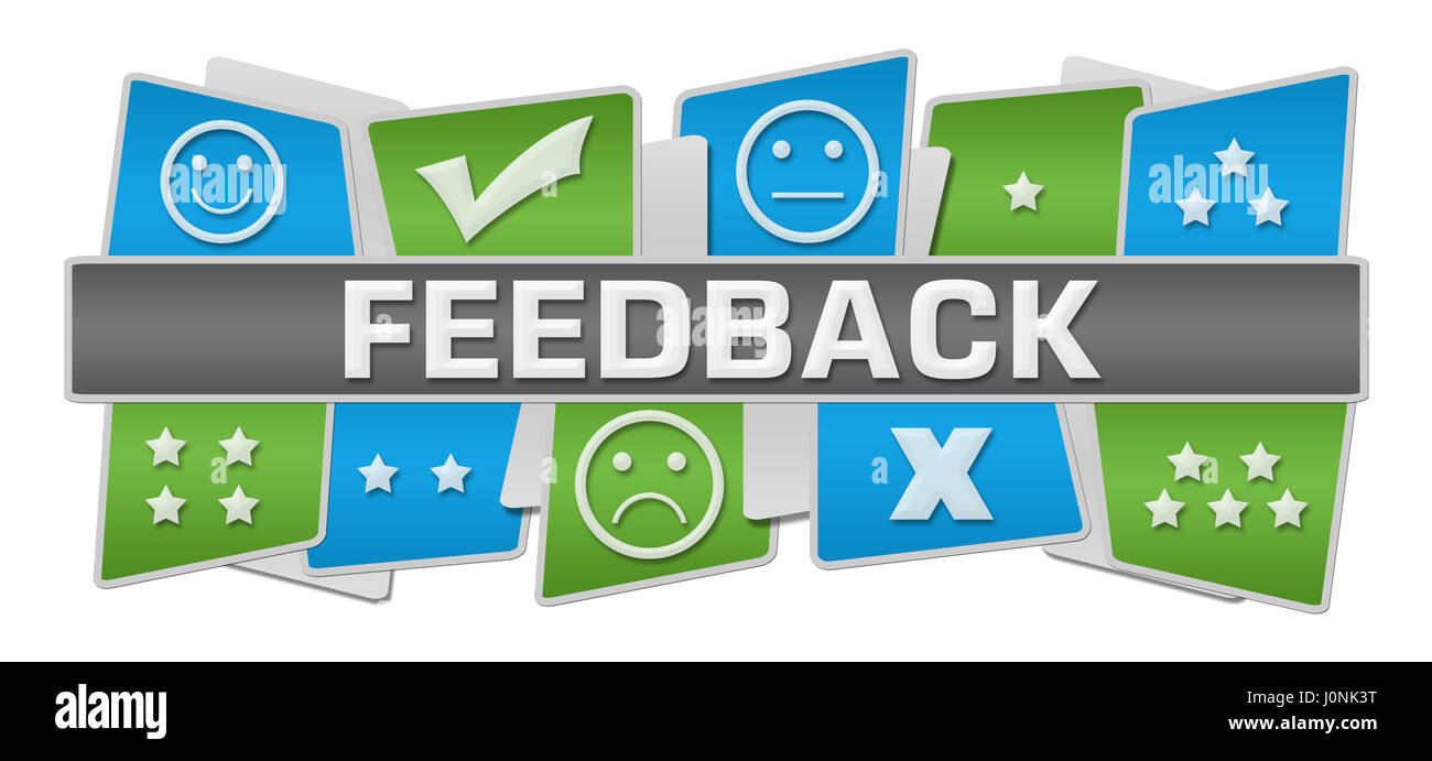 Feedback Green Blue Squares Top Bottom Stock Photo - Alamy