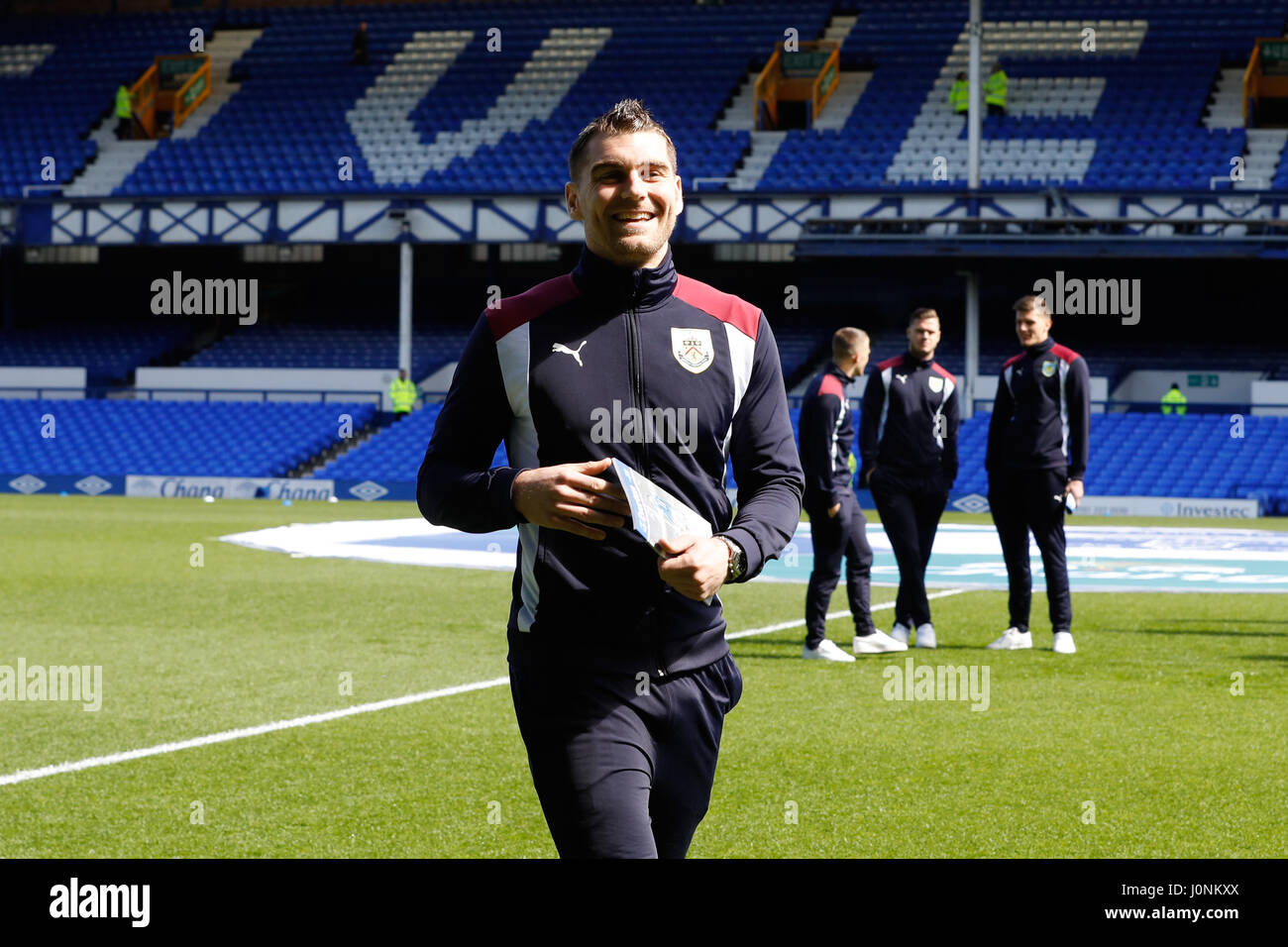 Burnley's Sam Vokes inspects the pitch before the Premier League match ...