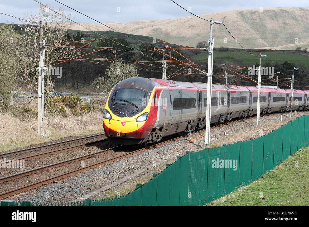 Class 390 Pendoling electric multiple unit train on West Coast Main ...