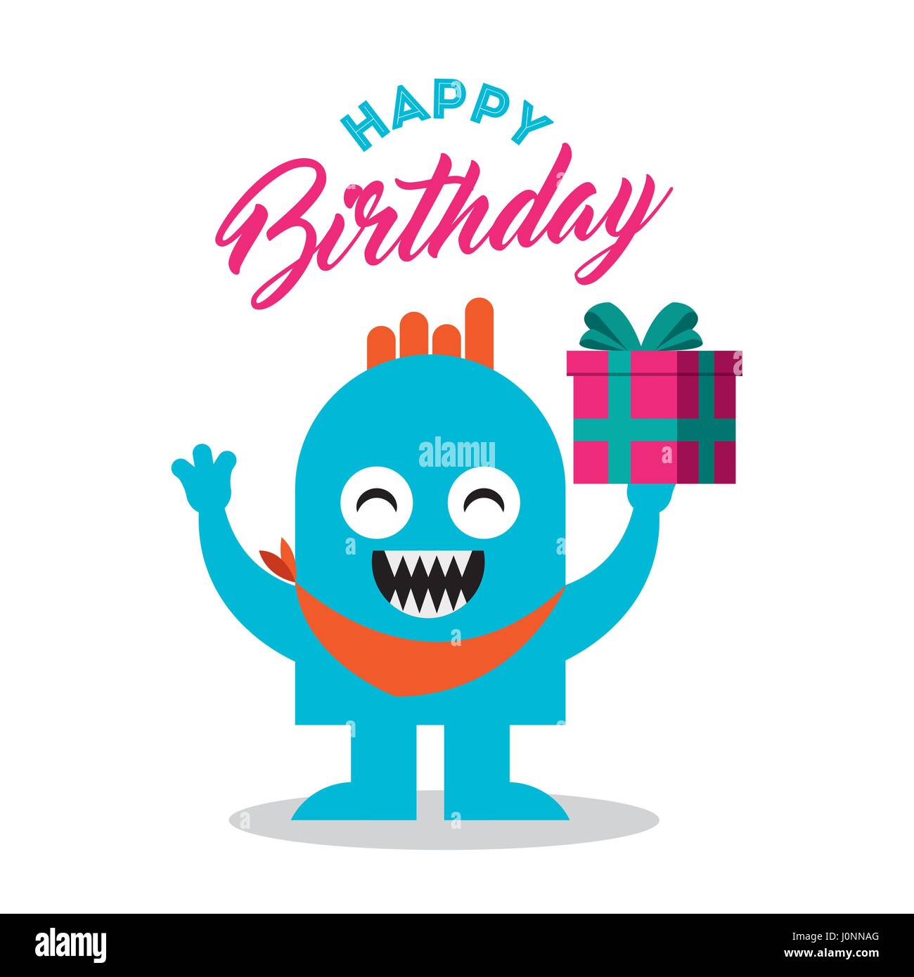 happy birthday card with monster Stock Vector Image & Art - Alamy