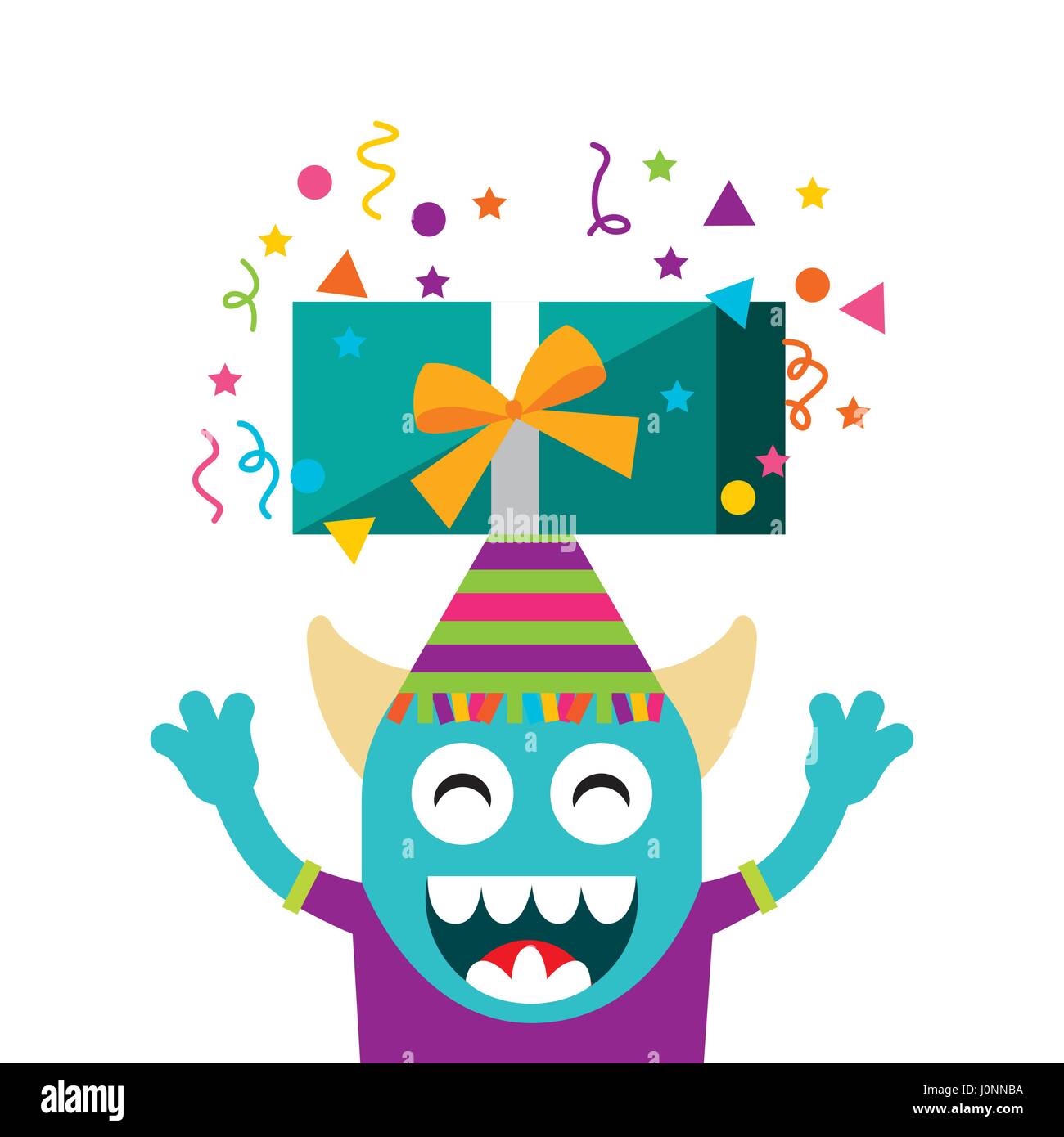 happy birthday card with monster Stock Vector Image & Art - Alamy