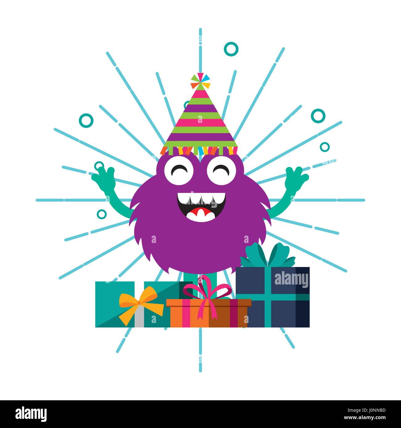 happy birthday card with monster Stock Vector Image & Art - Alamy