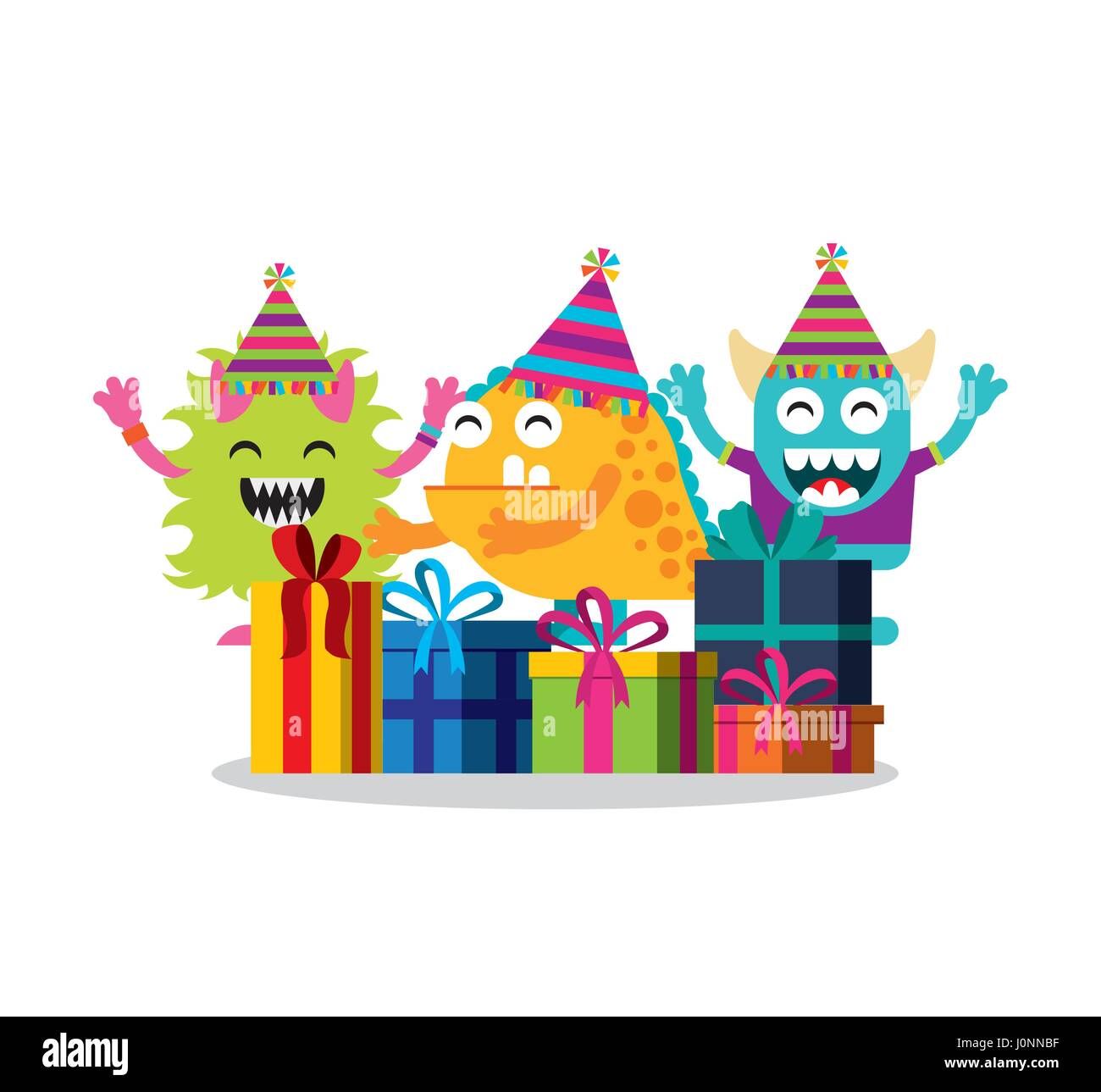 happy birthday card with monster Stock Vector Image & Art - Alamy