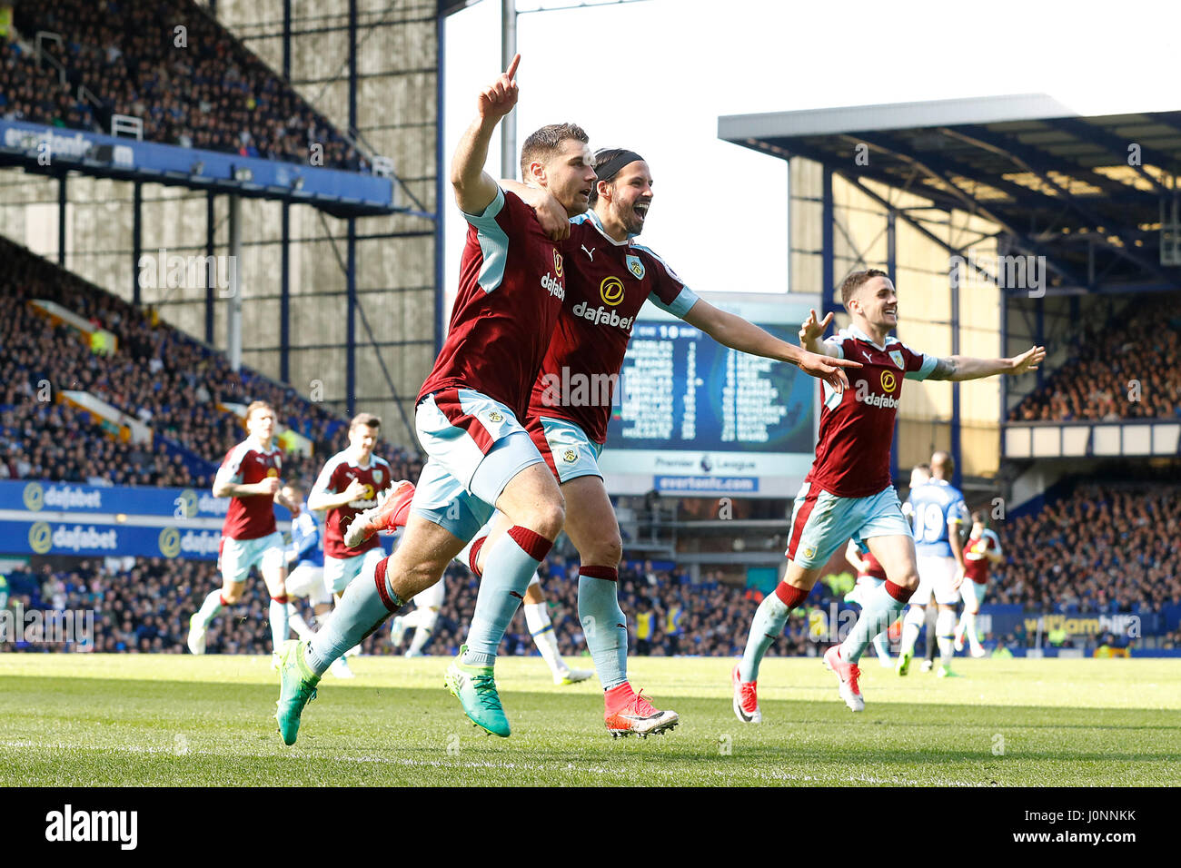 Burnley's Sam Vokes celebrates scoring his side's first goal of the ...