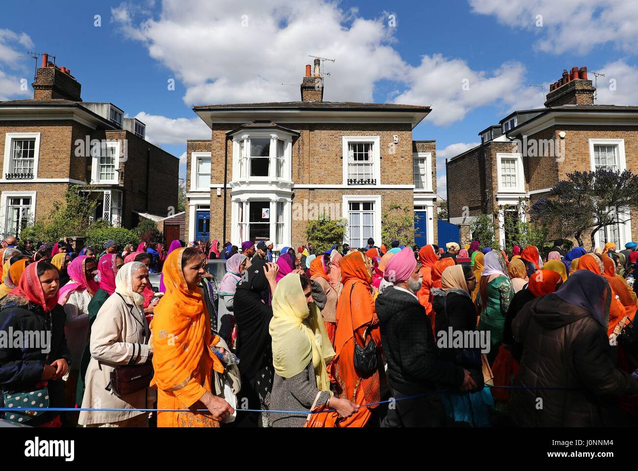 Members of the Sikh community take part in the Nagar Kirtan procession ...