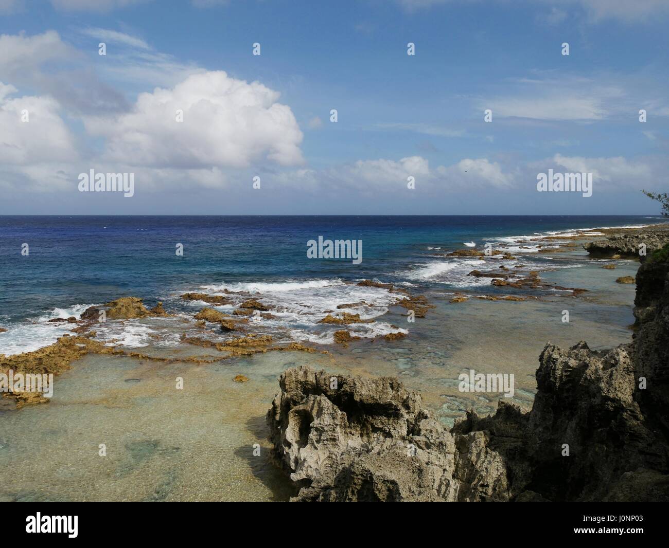 Coastal scenic views, Rota, Northern Mariana Islands coastal area lined ...