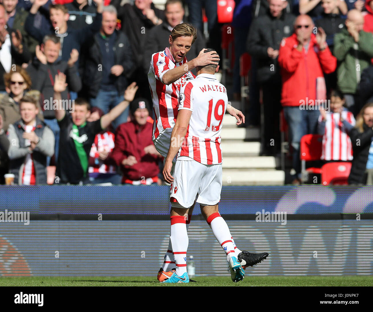 Stoke City's Peter Crouch celebrates scoring his side's second goal of ...