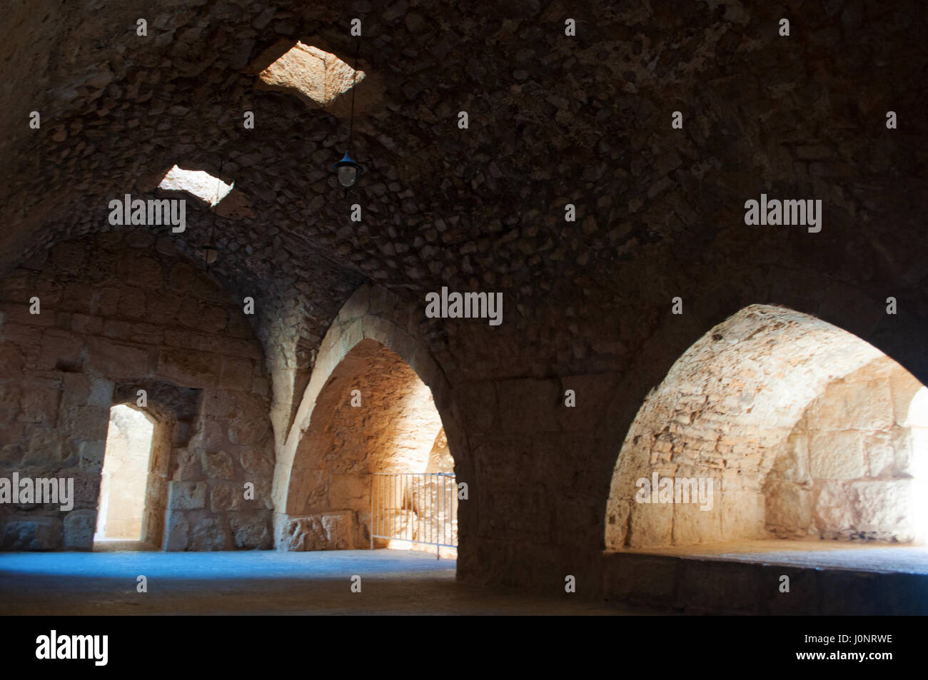 Jordan: interiors of Ajloun Castle, Muslim castle built on a hilltop by ...