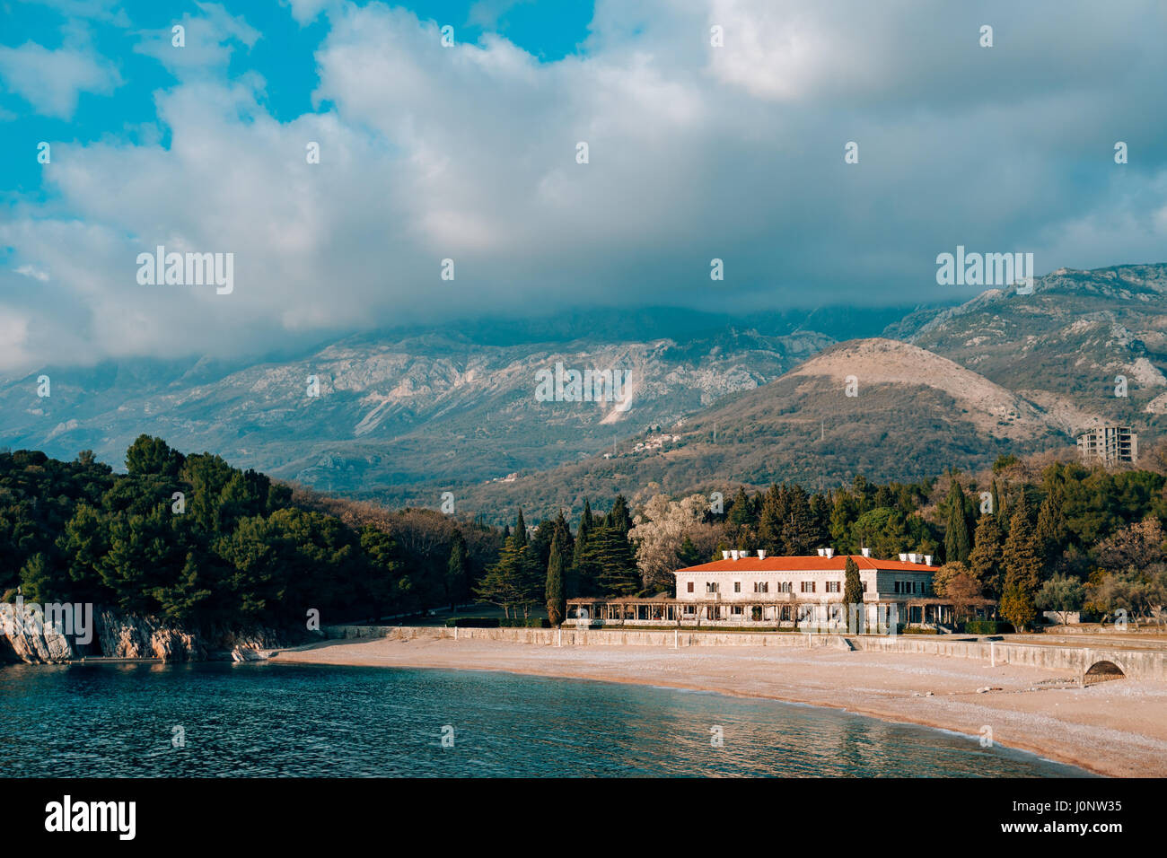 Beautiful romantic outdoor view with old luxury Villa Milocer Hotel in ...